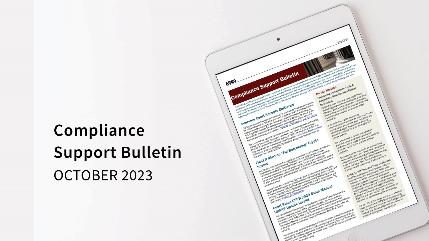 ARGO Compliance Support Bulletin - October 2023